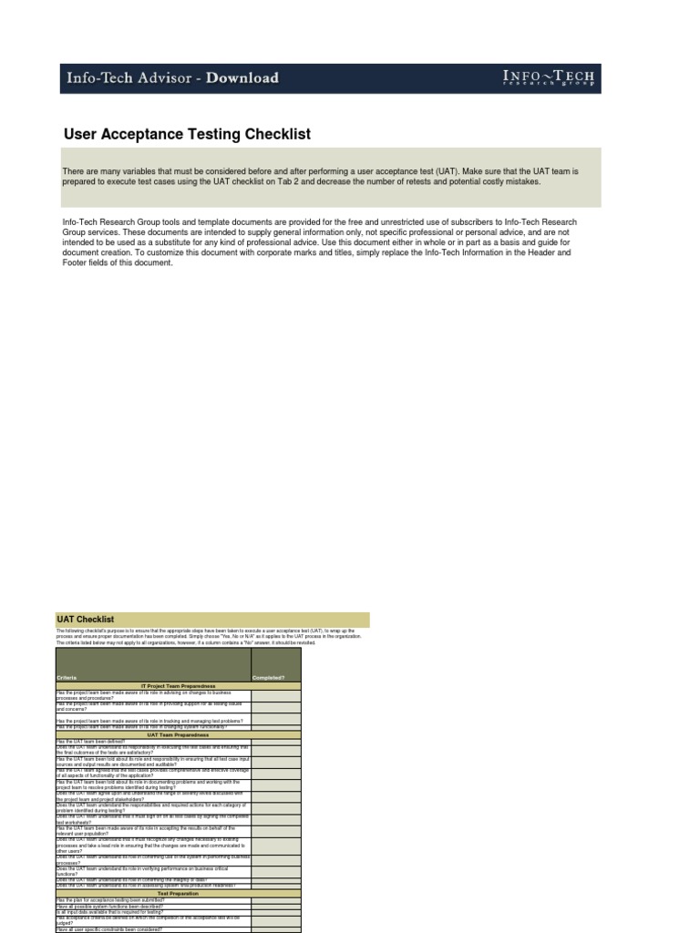 UAT Checklist | PDF | Systems Engineering | Information Technology