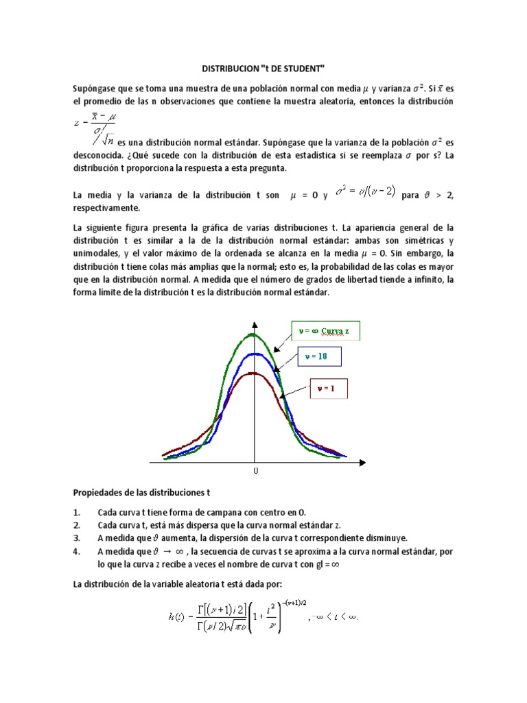 Distribucion T Student | PDF | Intervalo de confianza | Distribución normal