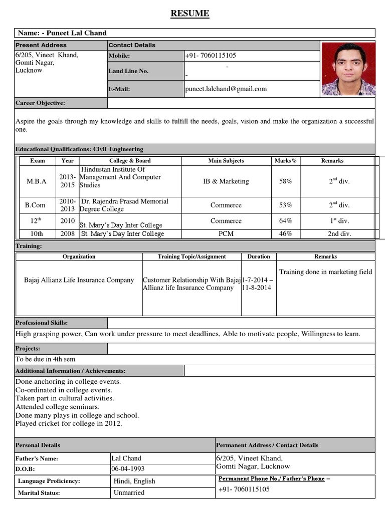 Puneet Lal Chand's Resume Overview | PDF