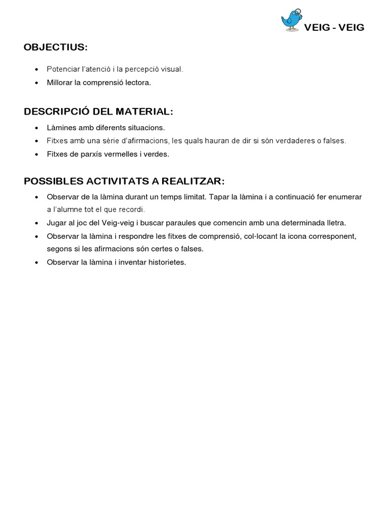 1) Veig - Veig (Instruccions) | PDF