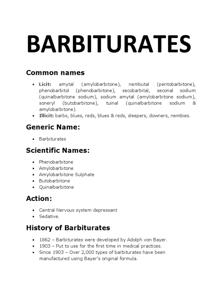 Barbiturates | Substance Abuse | Drugs Acting On The Nervous System
