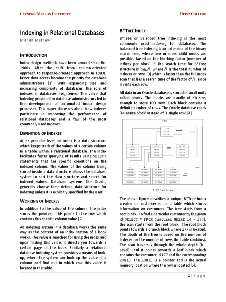 Indexing in Relational Databases | PDF | Database Index | Relational Database