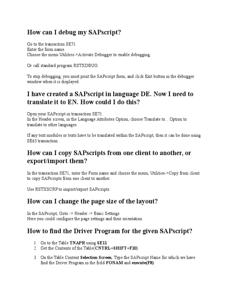 How Can I Debug My SAPscript | PDF | Computer Programming | Software Engineering