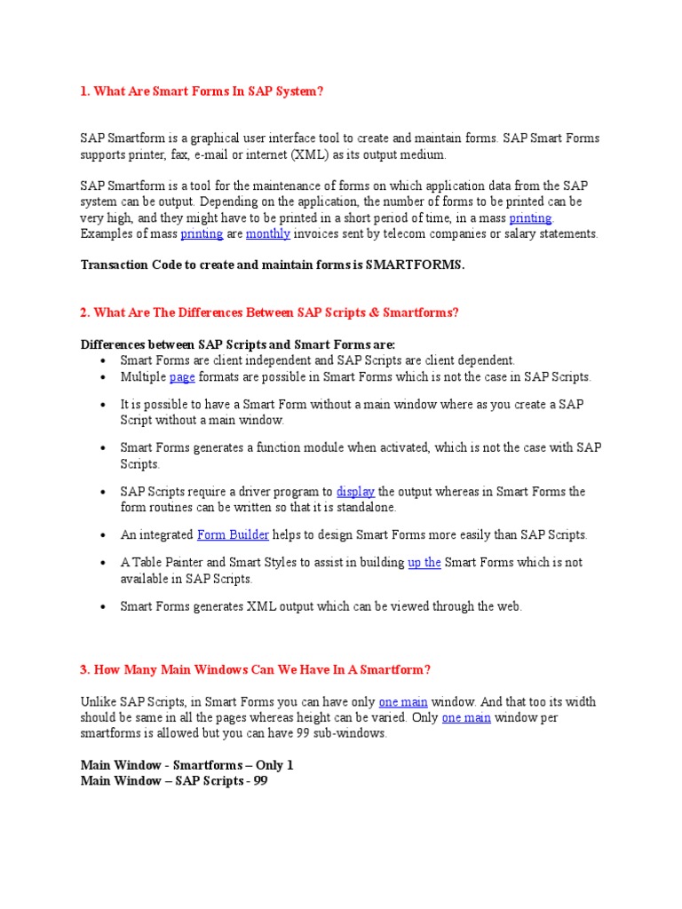 Smart Forms Interview Questions and Answers | PDF | Page Layout ...