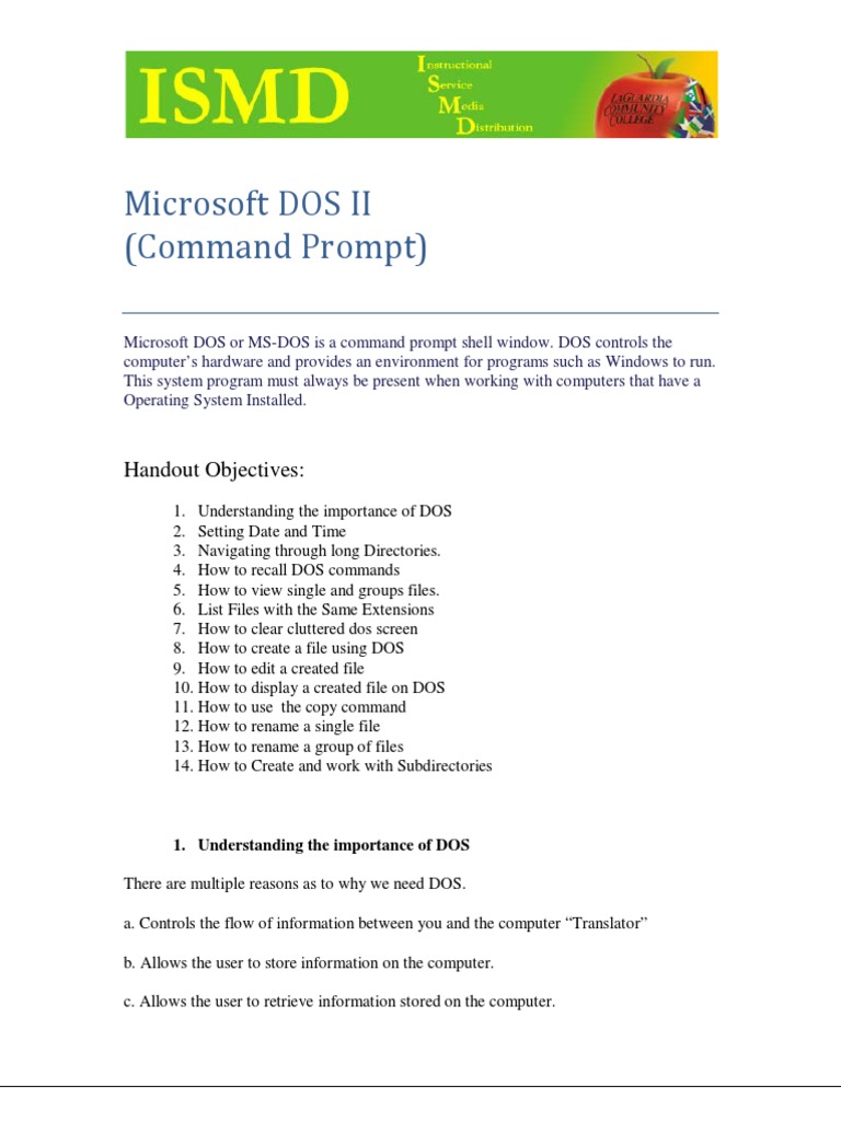 Microsoft DOS Basics II | PDF | Dos | Command Line Interface