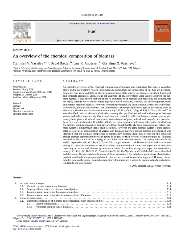 An Overview of The Chemical Composition of Biomass | PDF | Biomass ...
