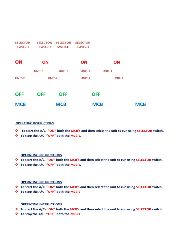 MCB On/Off Operating Instructions | PDF | Computers | Technology ...