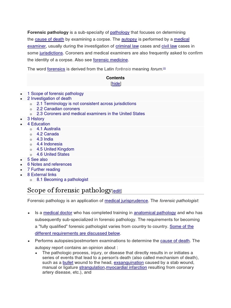 Forensic Pathology | PDF | Coroner | Pathology