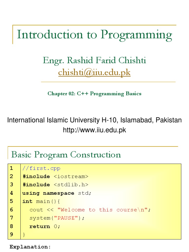 Ch02 C++ Programming Basics | PDF | Integer (Computer Science) | Data Type Ch02 C++ Programming Basics | PDF | Integer (Computer Science) | Data Type