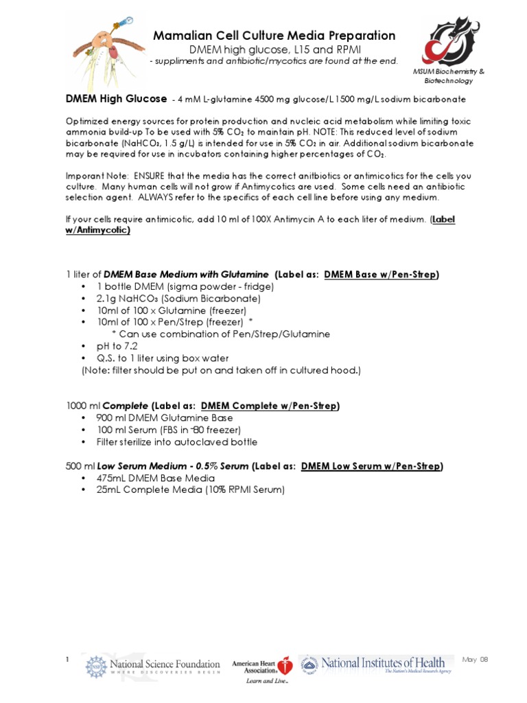 Media Preparation Protocol | Download Free PDF | Growth Medium | Cell ...