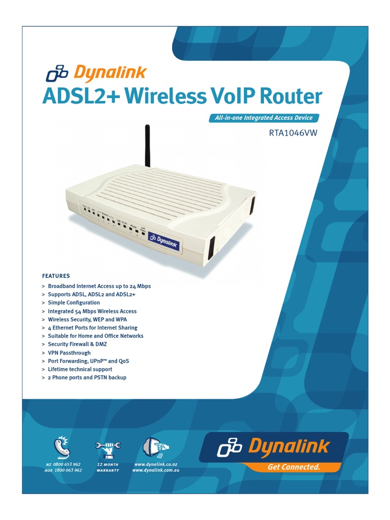 Adsl2+ Wireless Voip Router: Rta1046Vw | PDF | Voice Over Ip | Port ...