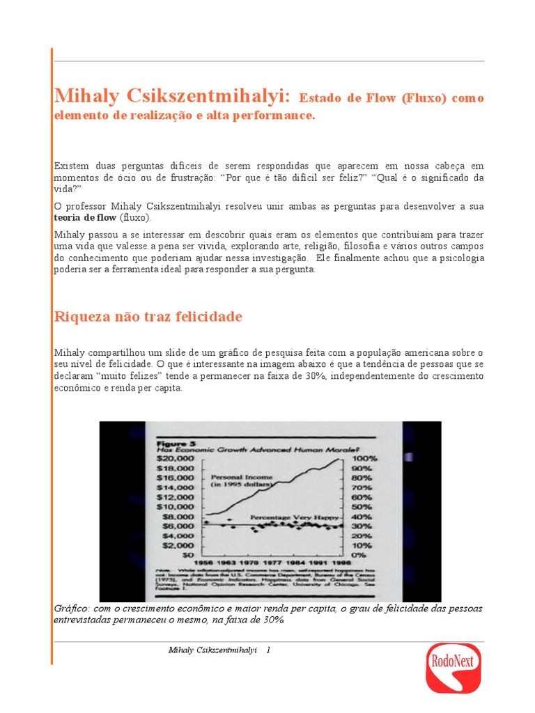 Mihaly Csikszentmihalyi - Flow | PDF | Felicidade | Sigmund Freud