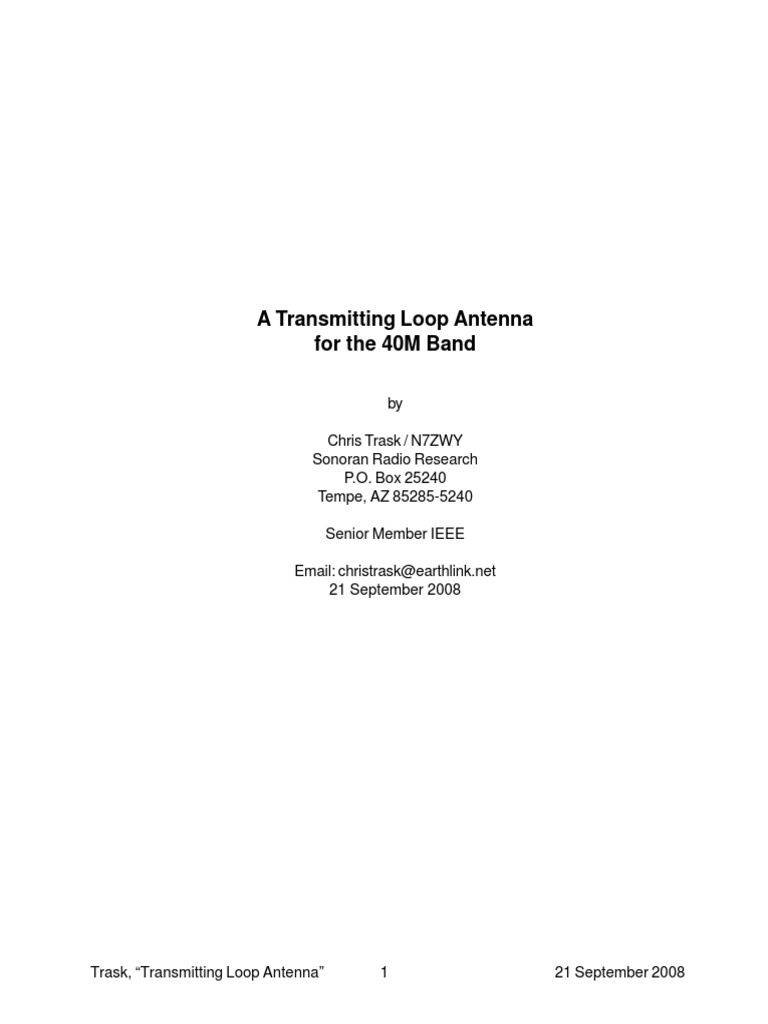 Transmitting Loop Antenna For The 40M Band | PDF | Antenna (Radio ...