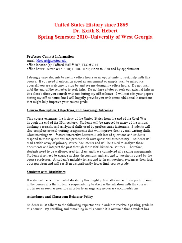 U.S. History Post-1865 Course Overview | PDF | Primary Sources | Essays