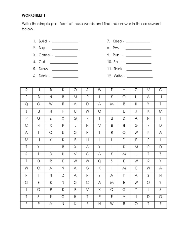 Past Tense Year 4 Worksheet | PDF