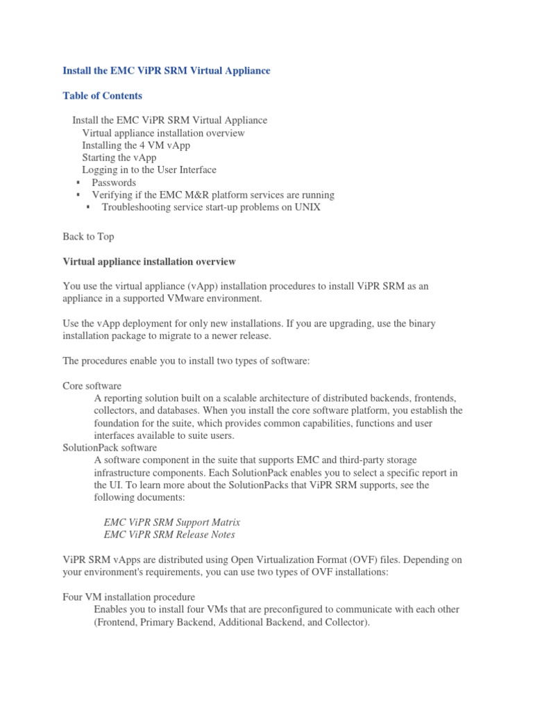 EMC ViPR SRM Virtual Appliance | PDF | Superuser | Password