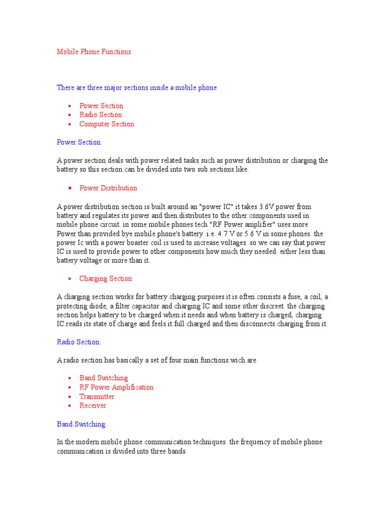 Mobile Phone Functions | PDF | Direct Current | Alternating Current