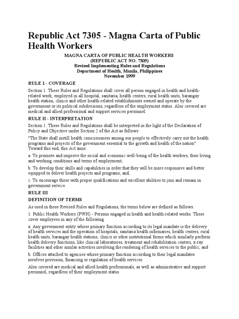 Republic Act 7305 | PDF | Working Time | Salary