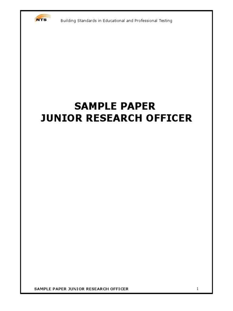 Sample Paper Junior Research Officer | PDF