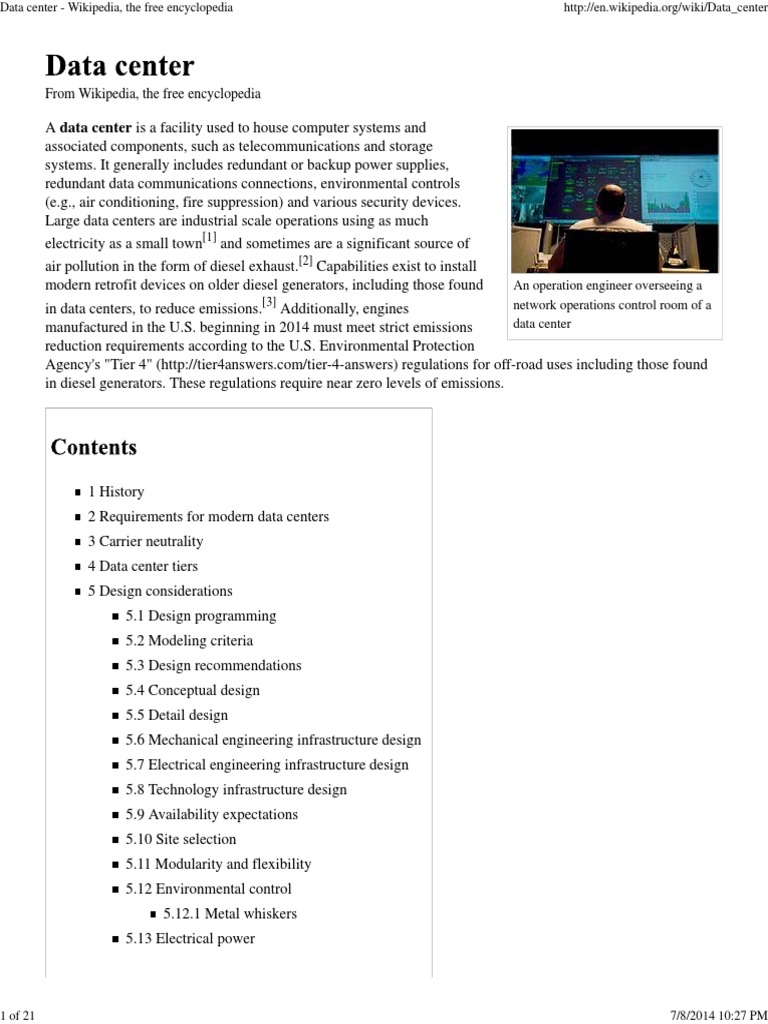 Data Center - Wikipedia, The Free Encyclopedia | PDF | Data Center ...