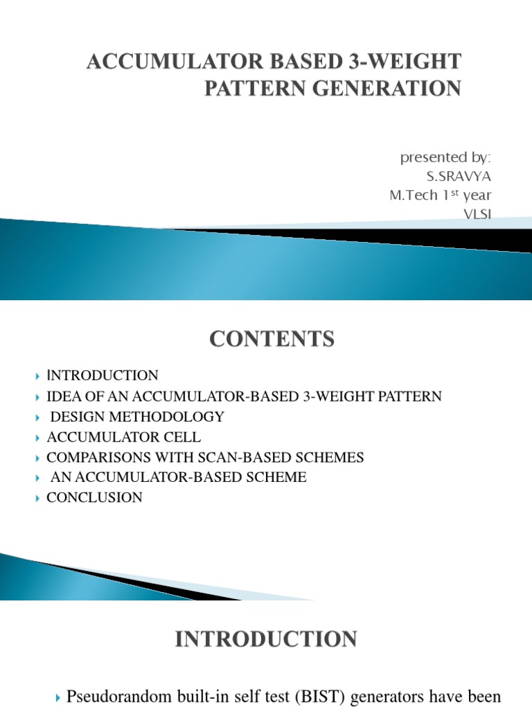 Accumulator Based 3-Weight Pattern Generation | PDF | Digital ...