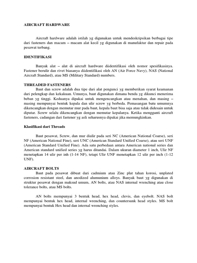 Aircraft Hardware | PDF