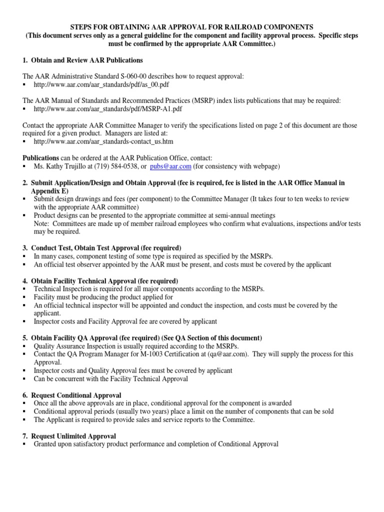 Process For Obtaining AAR Approval | PDF