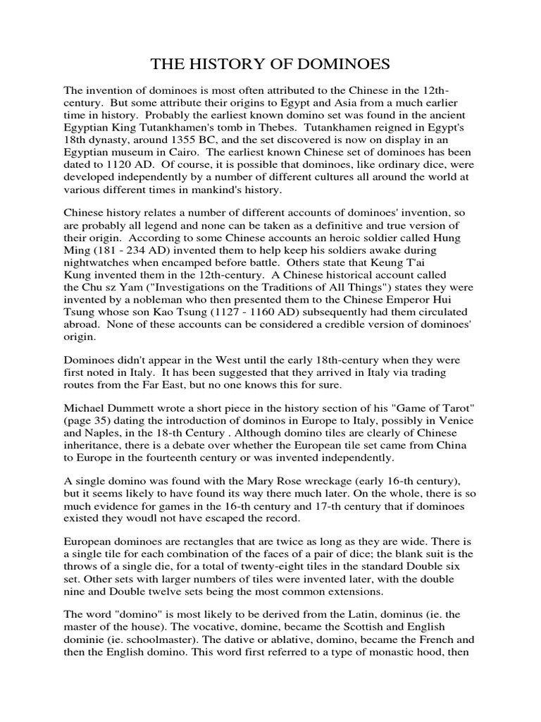 The History of Dominoes | PDF | Tutankhamun | Tile