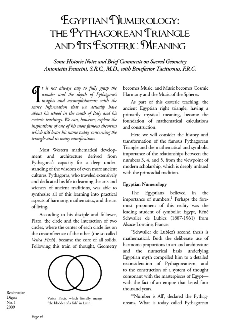 Egyptian Numerology - The Pythagorean Triangle and Its Esoteric Meaning ...