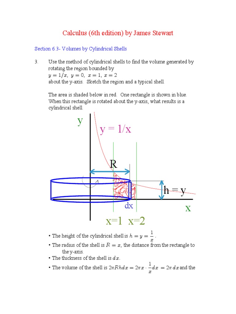 Calculus (6th Edition) by James Stewart: Section 6.3-Volumes by ...