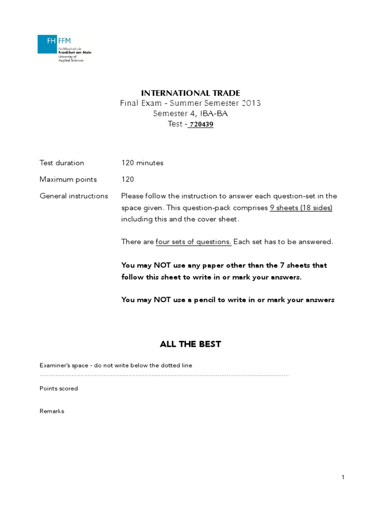 Tests - International Trade | PDF | Free Trade | Exports