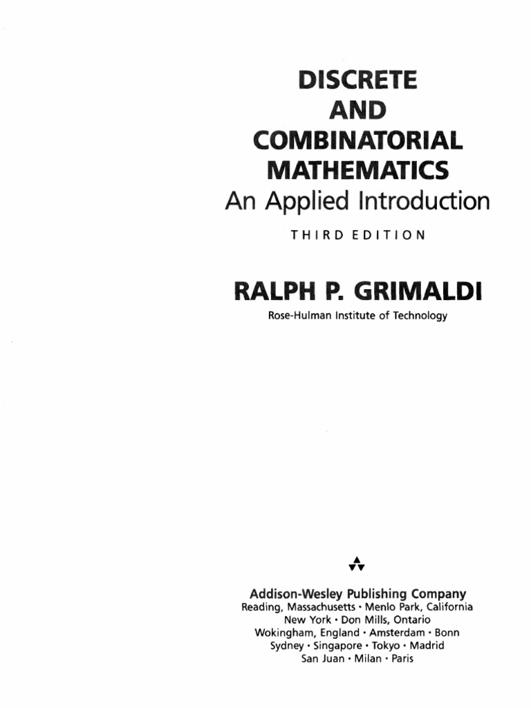 Discrete and Combinatorial Mathematics 3rd Edition | PDF | Ring ... Discrete and Combinatorial Mathematics 3rd Edition | PDF | Ring ...