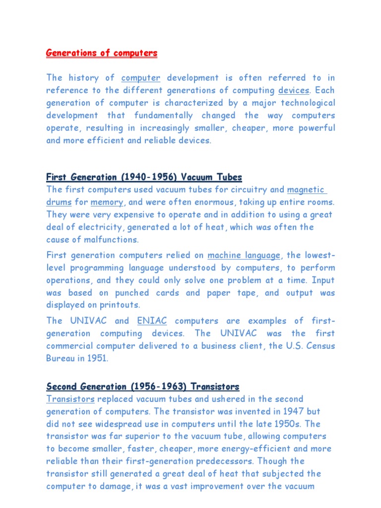 Generations of A Computers | PDF | Integrated Circuit | Microprocessor