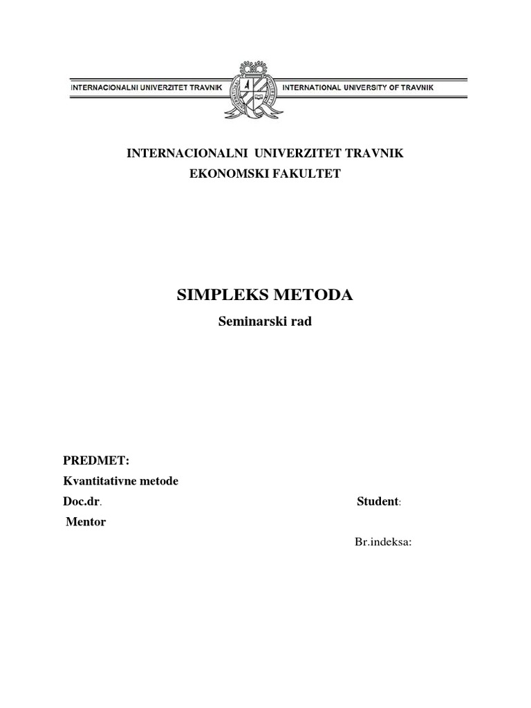 Simplex Metoda | PDF