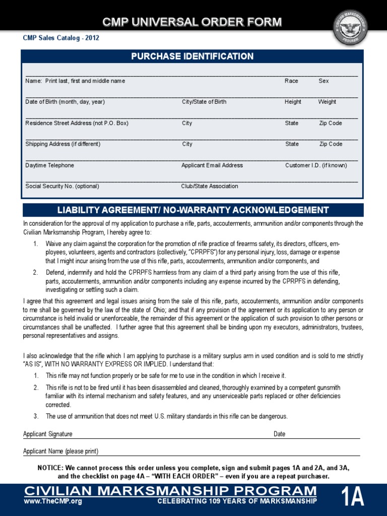 CMP Order Form | PDF | National Instant Criminal Background Check ...