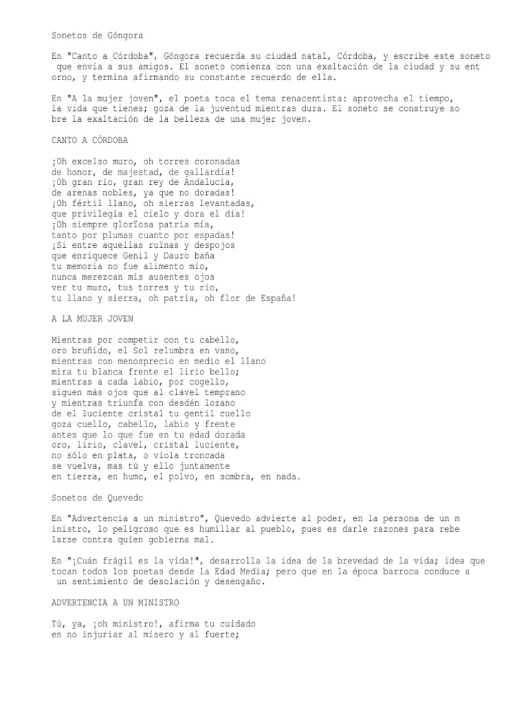 Sonetos de Góngora | PDF | Poesía