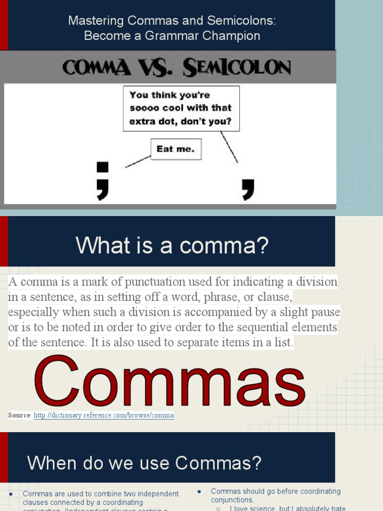 Commas and Semicolons | PDF | Comma | Language Mechanics