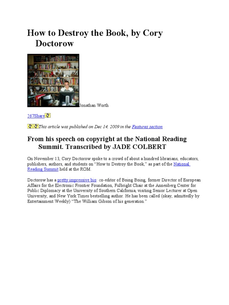How To Destroy The Book | PDF | You Tube | Publishing