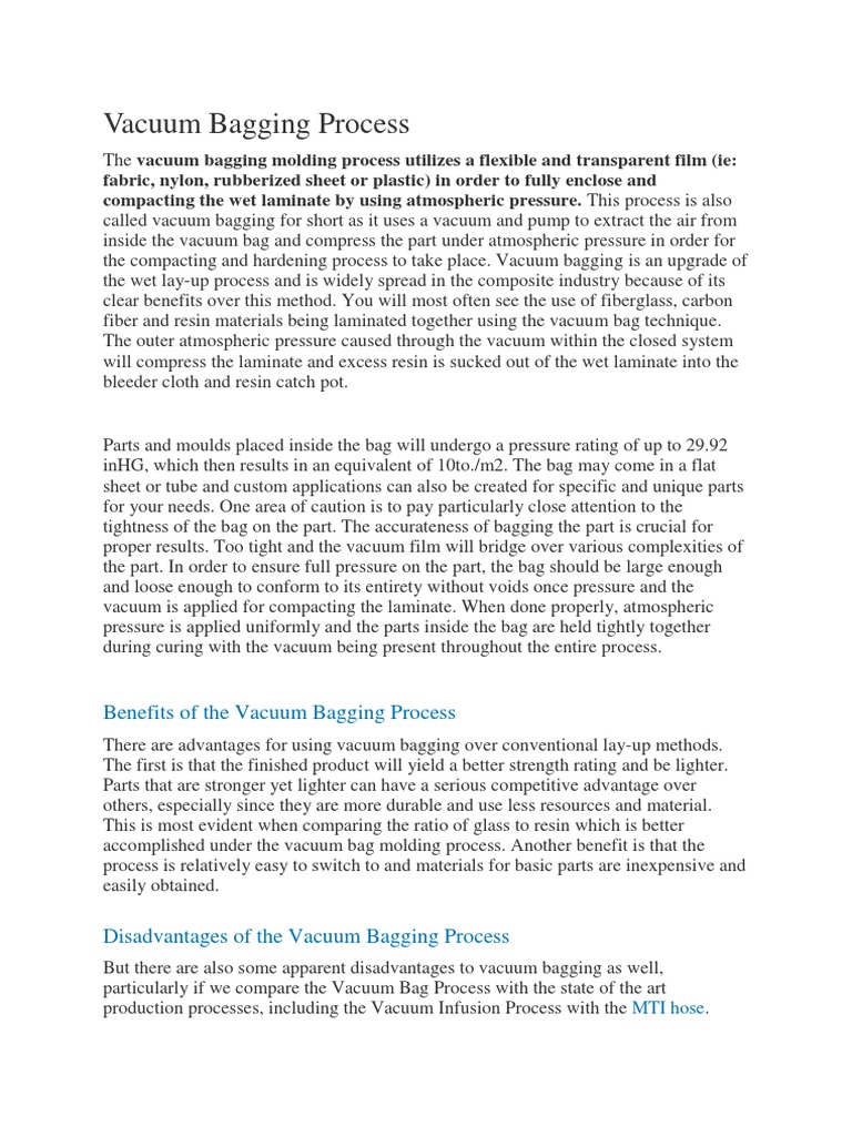 Vacuum Bagging Process | PDF | Composite Material | Fiberglass