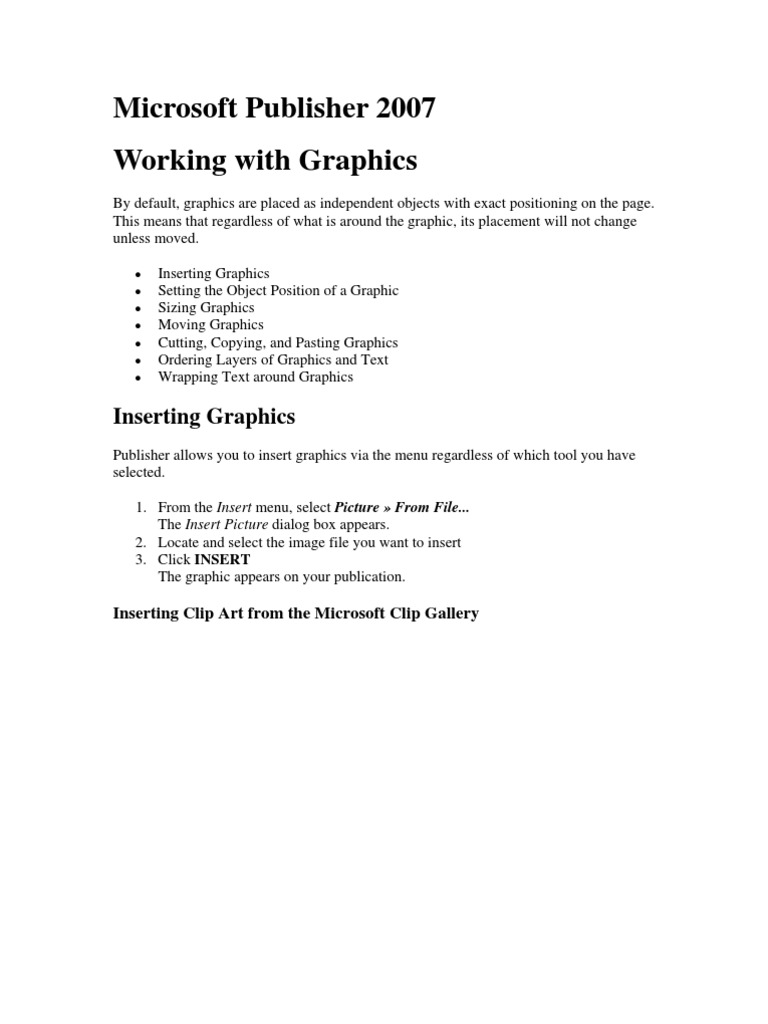 Microsoft Publisher 2007 Working With Graphics | PDF | Page Layout ...