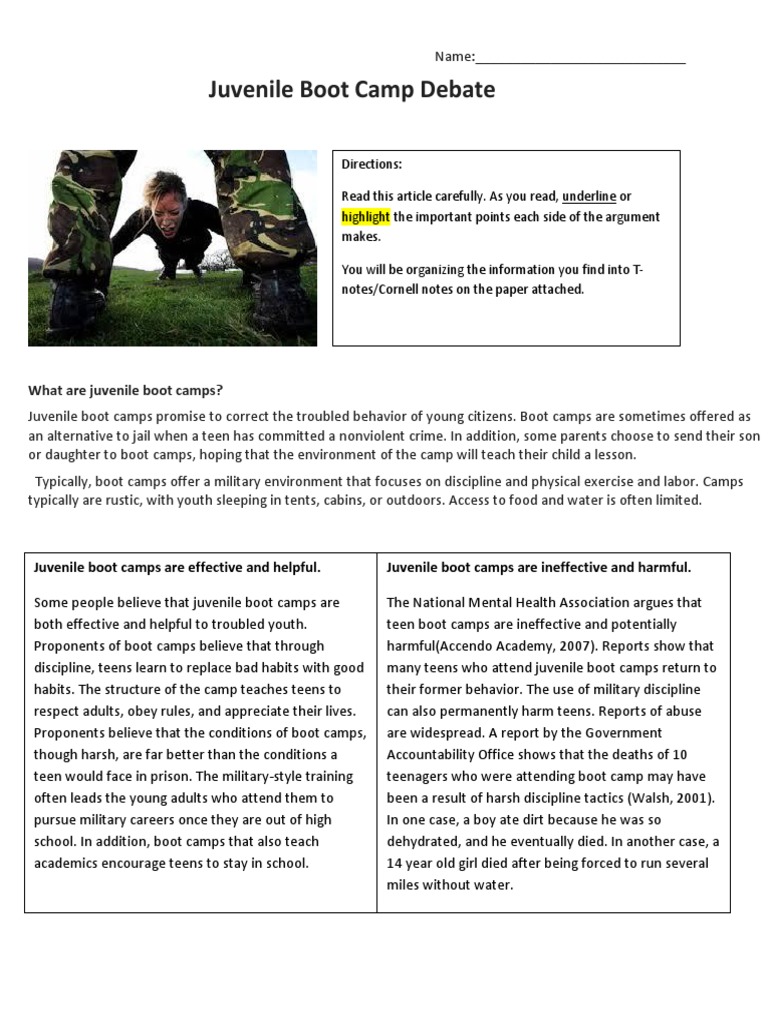 Juvenile Boot Camps: Pros & Cons | PDF
