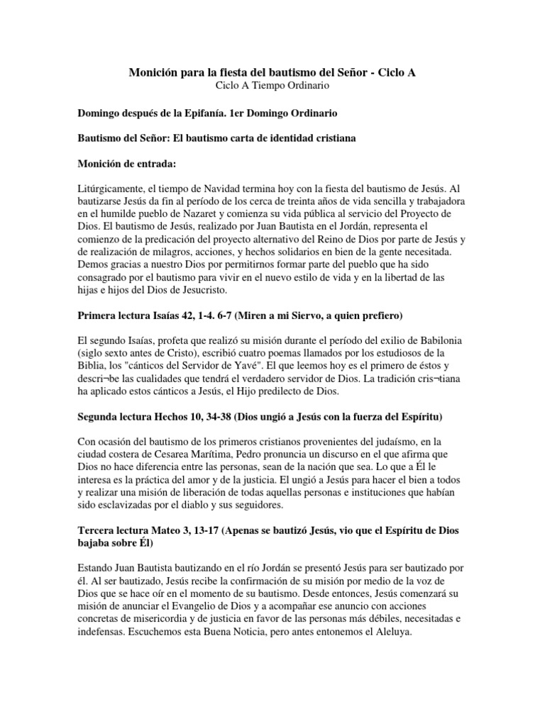 Moniciónes Del Ciclo A | PDF | Misa (liturgia) | Jesús