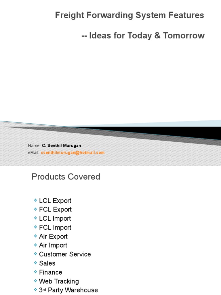 Freight Forwarding System Features-Ver-1 | Cargo | Service Industries