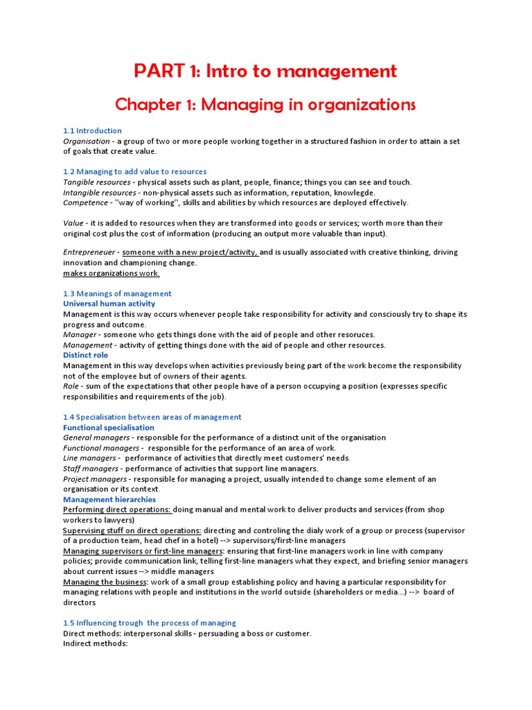 Management - Chapter 1 | PDF | Resource | Information