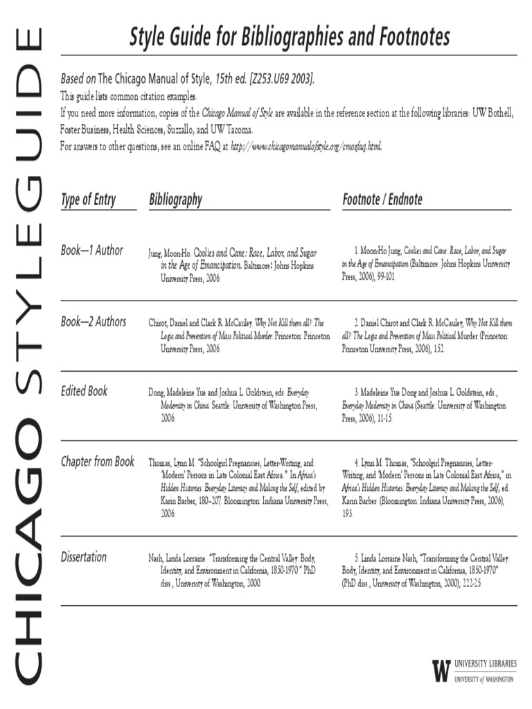 Chicago Style Quick Guide | PDF | Public Sphere | Books