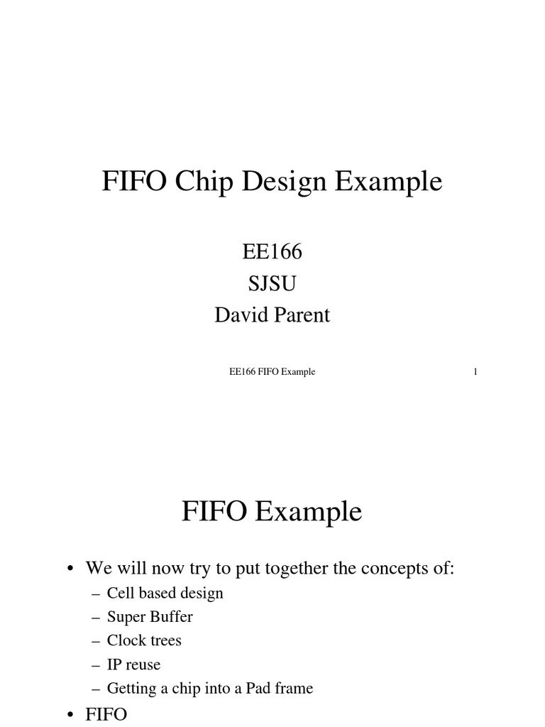 FIFO Chip Design Example | PDF | Electrical Engineering | Digital ...