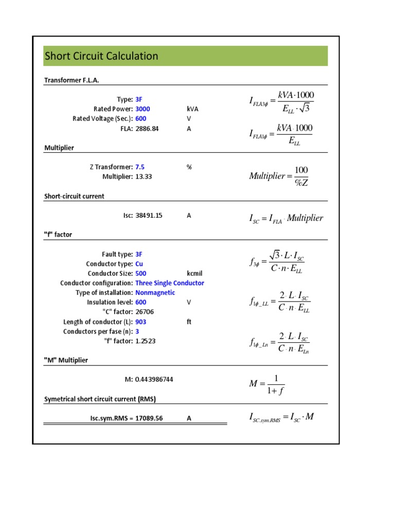 Short Circuit Current Calculation
