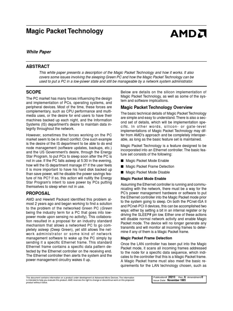 Magic Packet Technology: White Paper | PDF | Router (Computing) | Ethernet