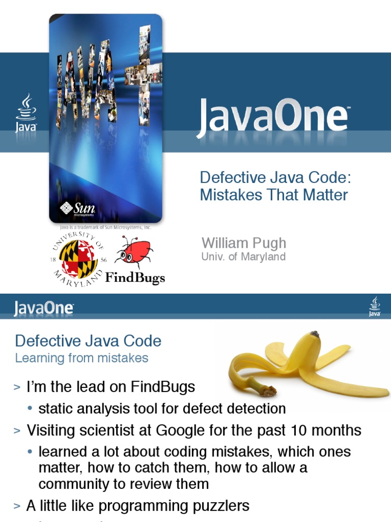 Defective Java Code: Mistakes That Matter: William Pugh | PDF ...