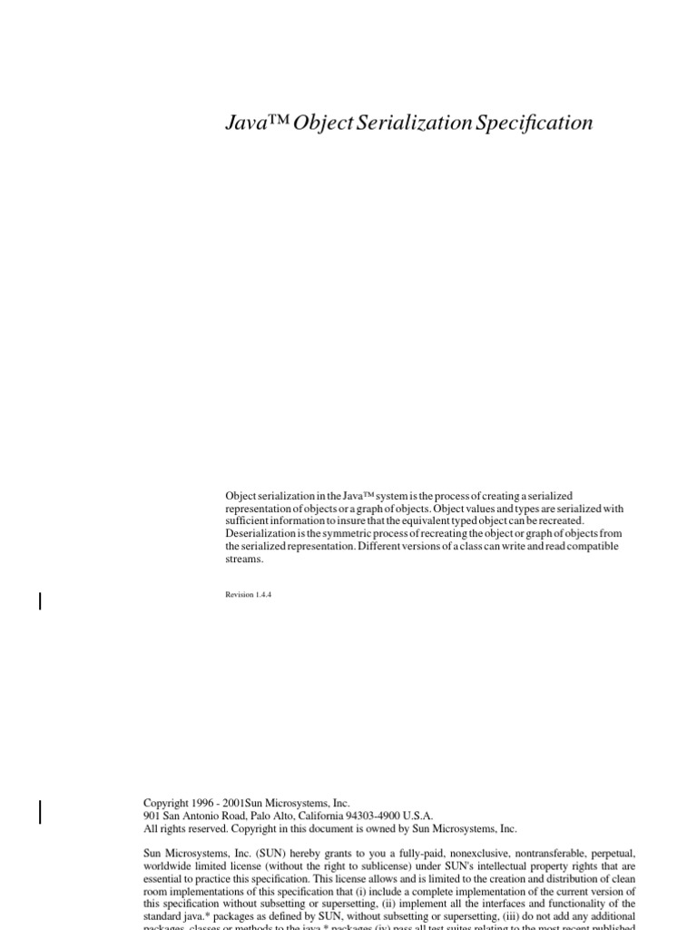 Serial-Spec in Java | PDF | Class (Computer Programming) | Method (Computer Programming)